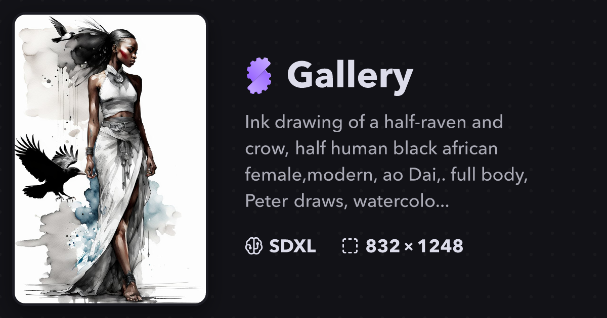 "Ink drawing of a half-raven and crow,..." | Gallery | Stablecog