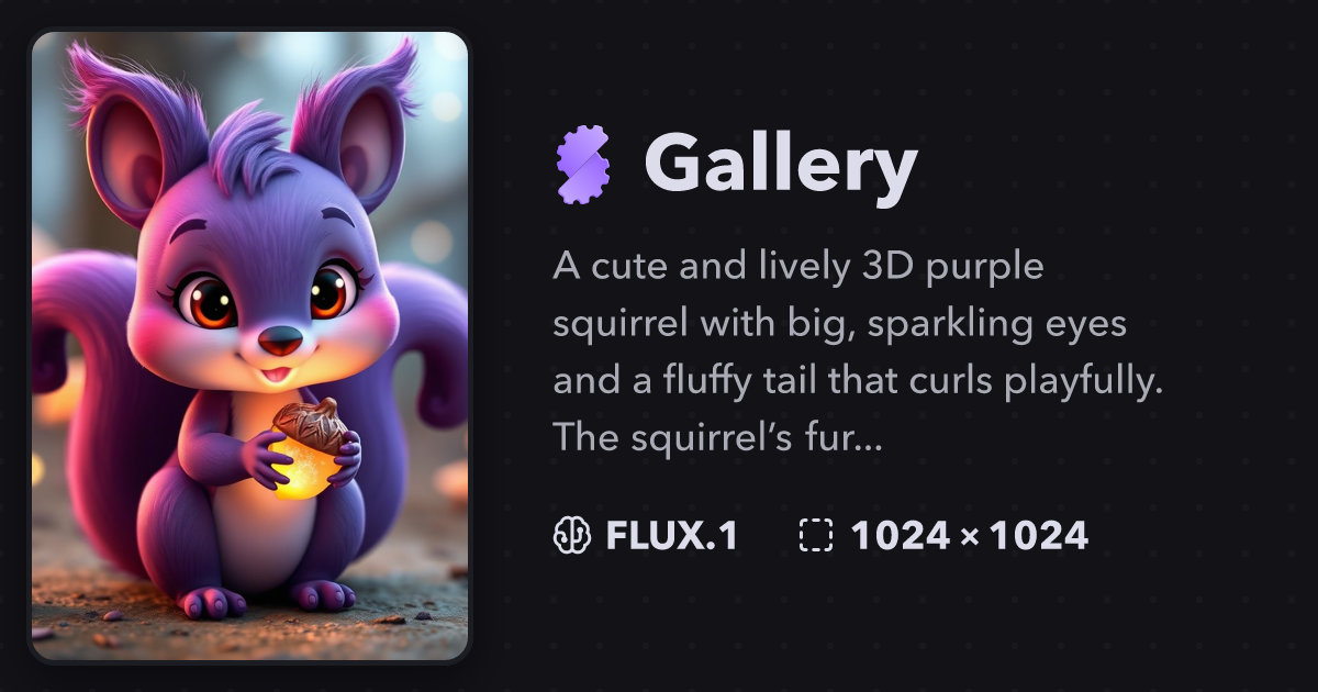 "A cute and lively 3D purple squirrel ..." | Gallery | Stablecog
