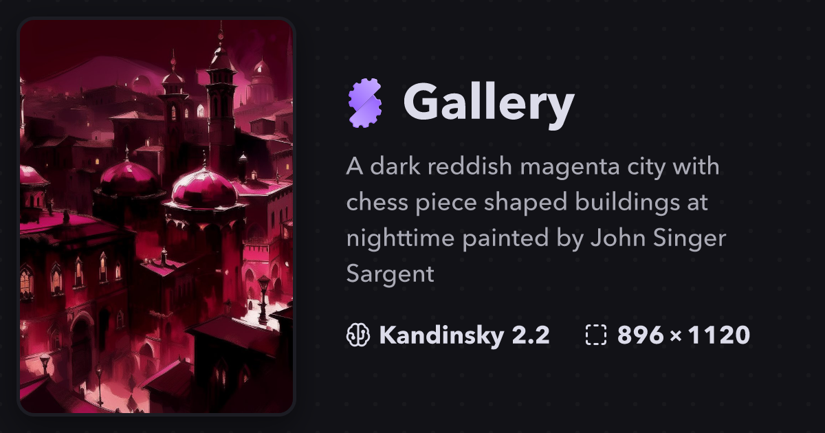"A dark reddish magenta city with ches..." | Gallery | Stablecog