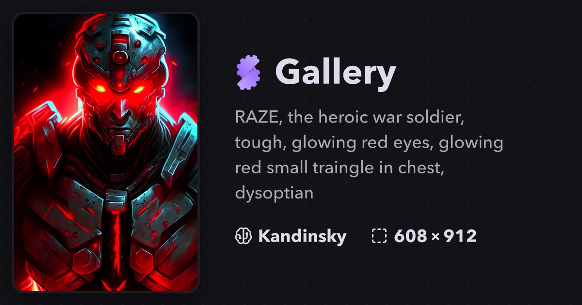 "RAZE, the heroic war soldier, tough, ..." | Gallery | Stablecog