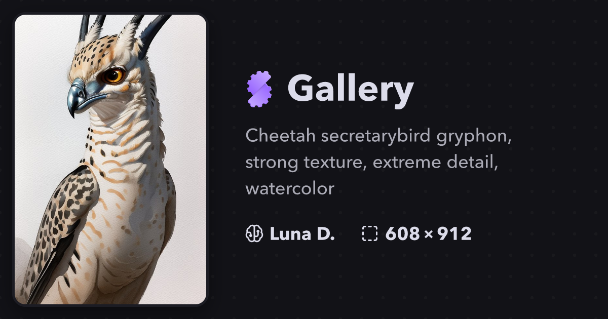 "Cheetah secretarybird gryphon, strong..." | Gallery | Stablecog