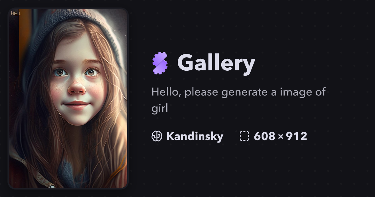 "Hello, please generate a image of girl" | Gallery | Stablecog
