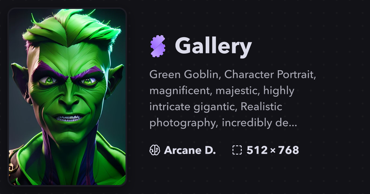 "Green Goblin, Character Portrait, mag..." | Gallery | Stablecog