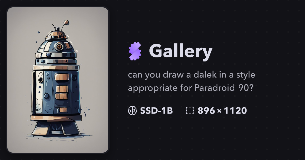 "can you draw a dalek in a style appro..." | Gallery | Stablecog