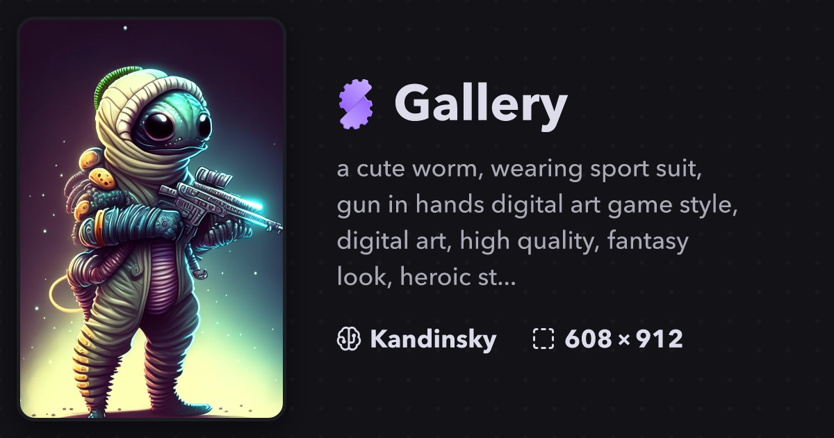 "a cute worm, wearing sport suit, gun ..." | Gallery | Stablecog
