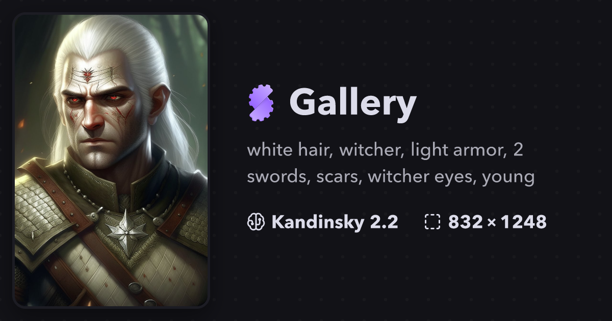 "white hair, witcher, light armor, 2 s..." | Gallery | Stablecog