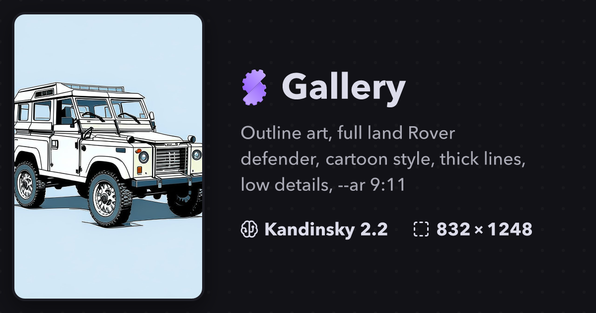 "Outline art, full land Rover defender..." | Gallery | Stablecog