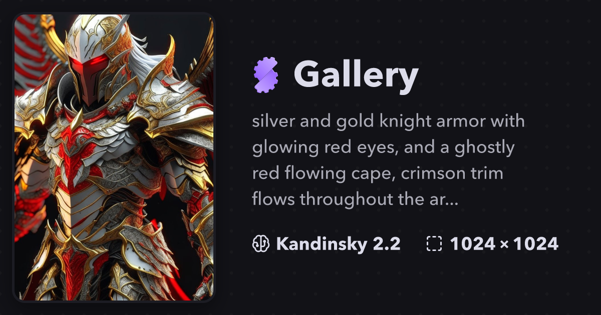 Silver and gold knight armor with glowing red eyes... | Gallery