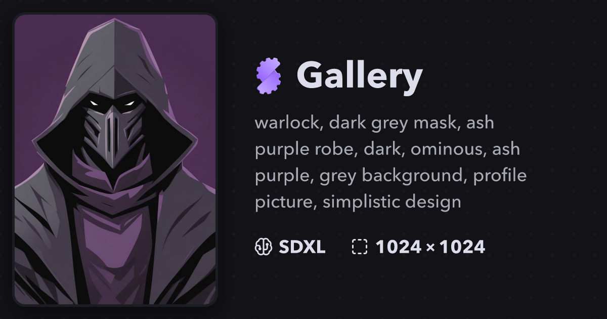 "warlock, dark grey mask, ash purple r..." | Gallery | Stablecog