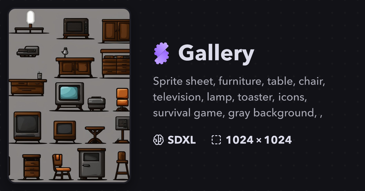 "Sprite sheet, furniture, table, chair..." | Gallery | Stablecog