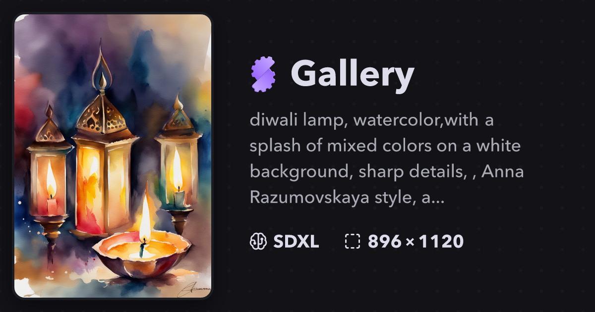 "diwali lamp, watercolor,with a splash..." | Gallery | Stablecog