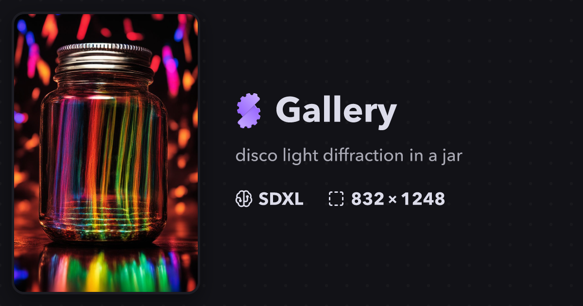"disco light diffraction in a jar" | Gallery | Stablecog