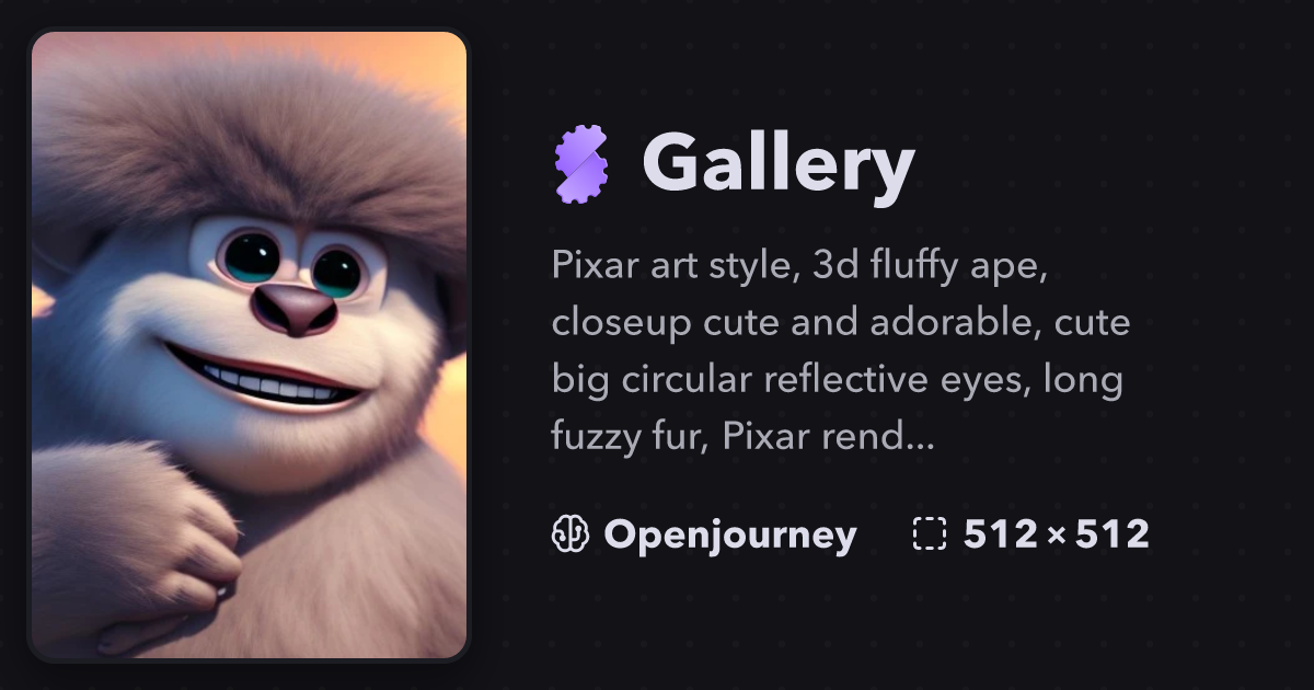 "Pixar art style, 3d fluffy ape, close..." | Gallery | Stablecog