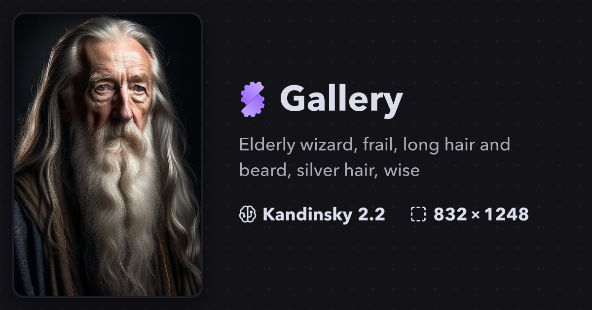 "Elderly wizard, frail, long hair and ..." | Gallery | Stablecog