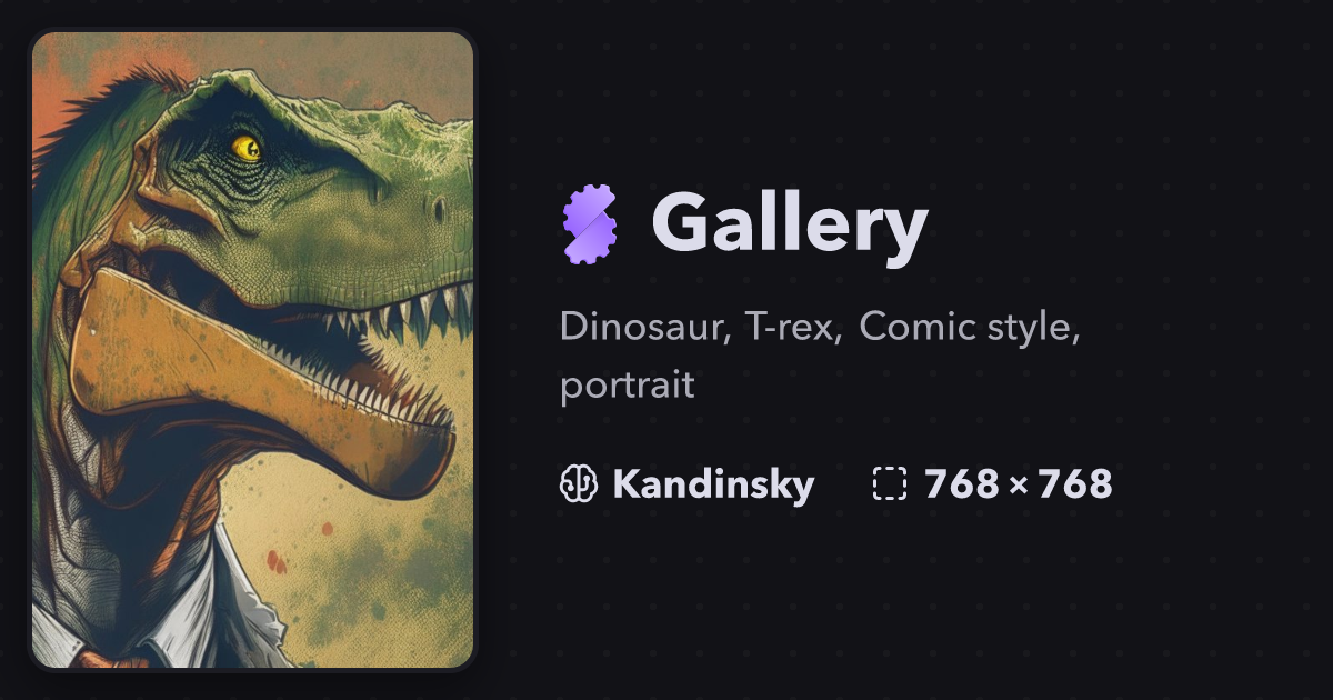 "Dinosaur, T-rex, Comic style, portrait" | Gallery | Stablecog