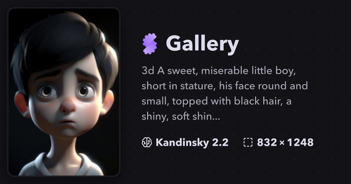 "3d A sweet, miserable little boy, sho..." | Gallery | Stablecog