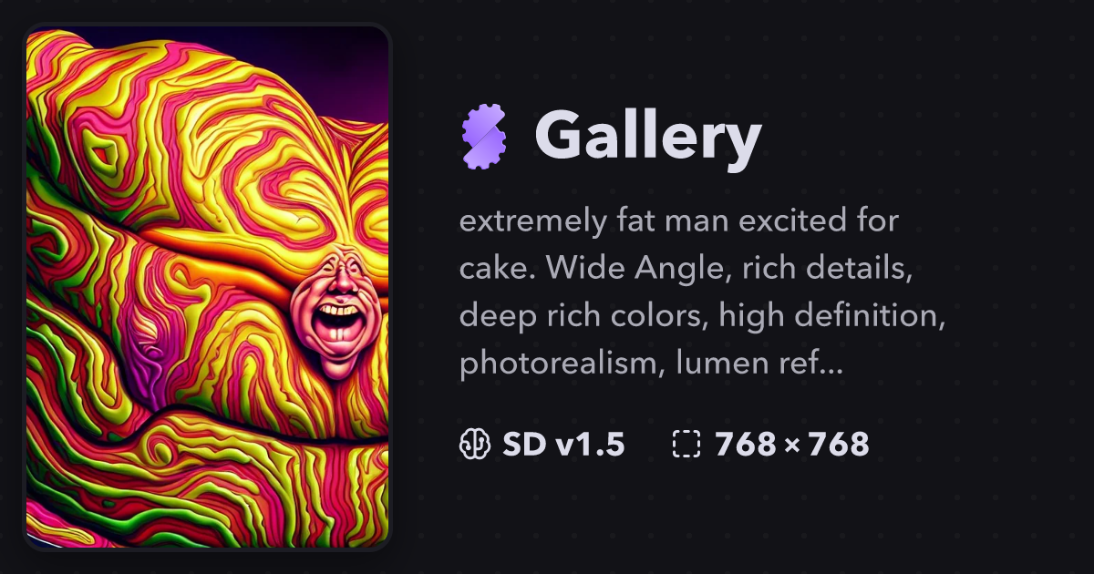 "extremely fat man excited for cake. W..." | Gallery | Stablecog