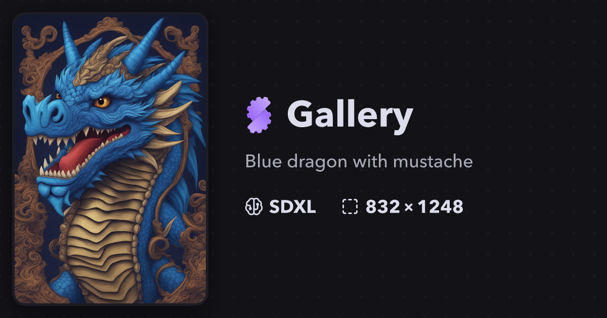 Blue dragon with mustache | Gallery