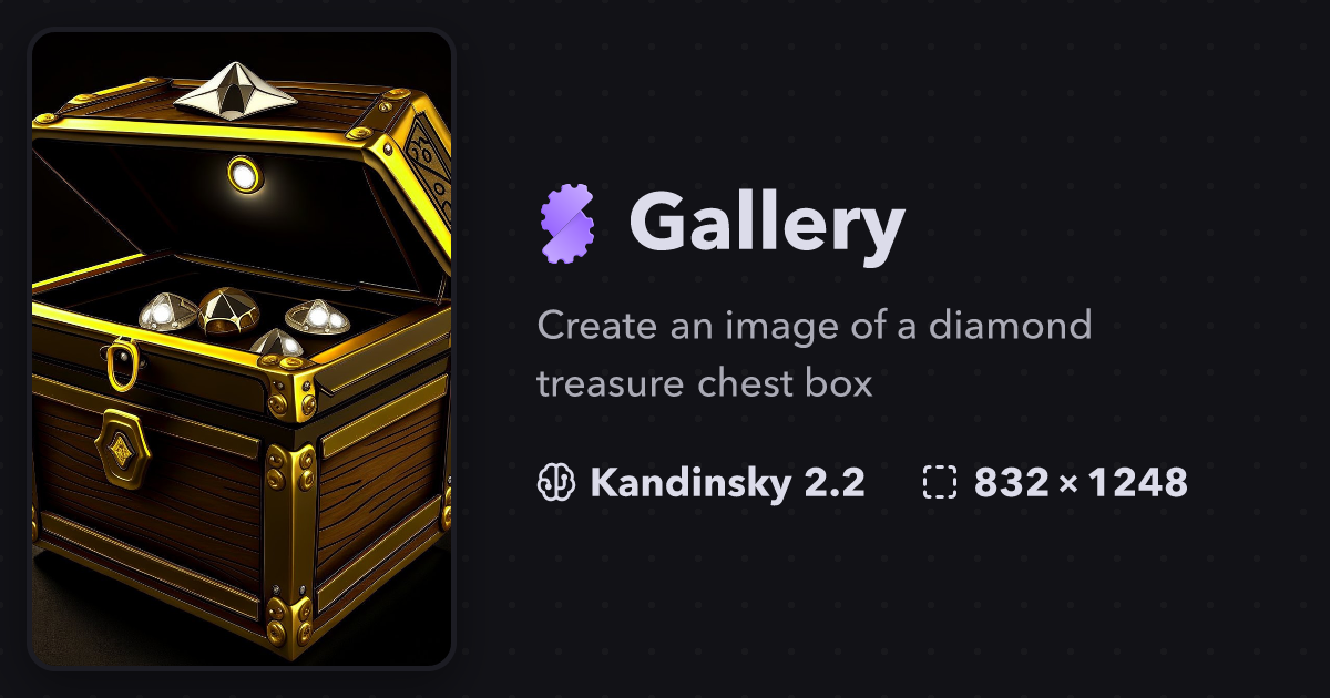 "Create an image of a diamond treasure ch..." | Gallery | Stablecog