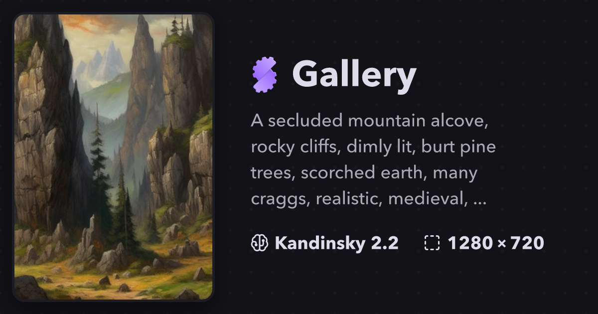 "A secluded mountain alcove, rocky cli..." | Gallery | Stablecog