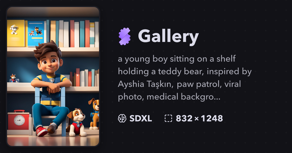"a young boy sitting on a shelf holding a..." | Gallery | Stablecog