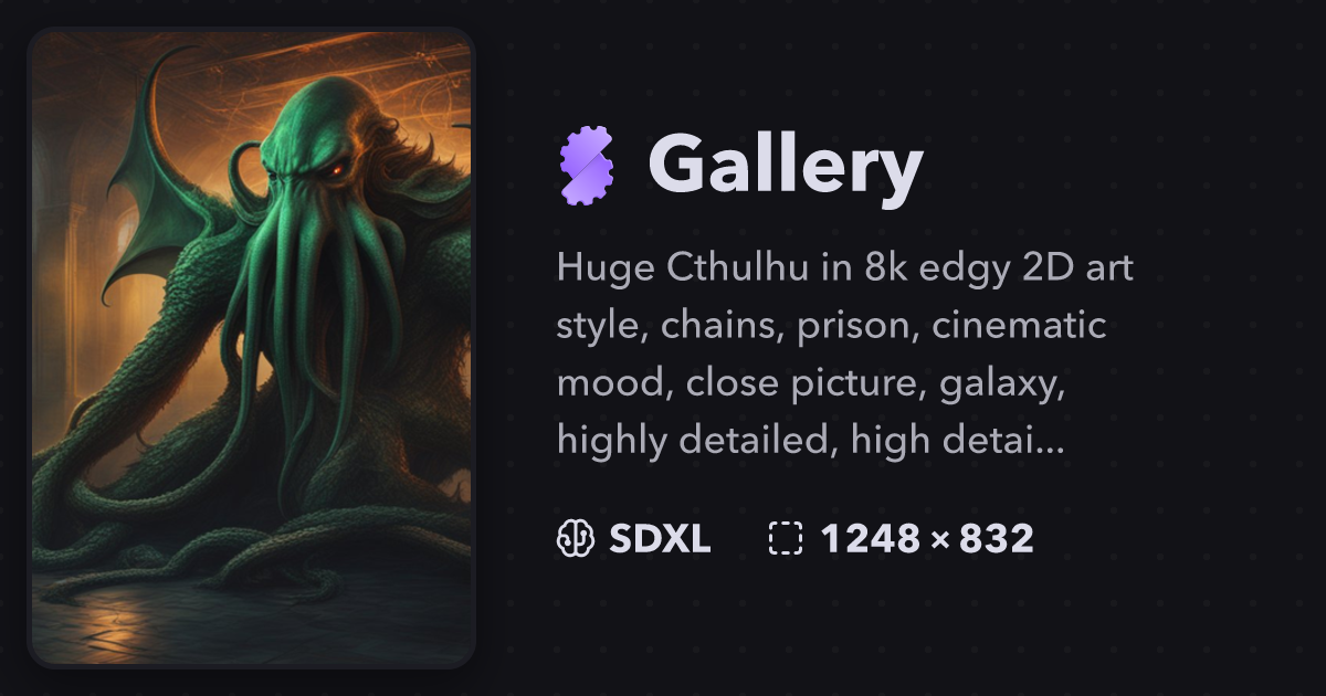 "Huge Cthulhu in 8k edgy 2D art style,..." | Gallery | Stablecog