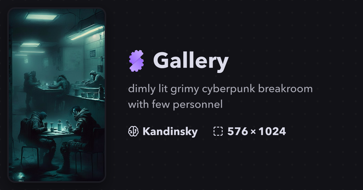 "dimly lit grimy cyberpunk breakroom w..." | Gallery | Stablecog