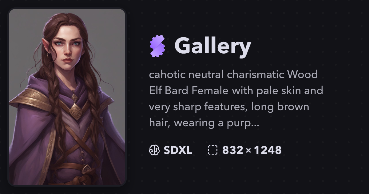 Cahotic neutral charismatic Wood Elf Bard Female w... | Gallery