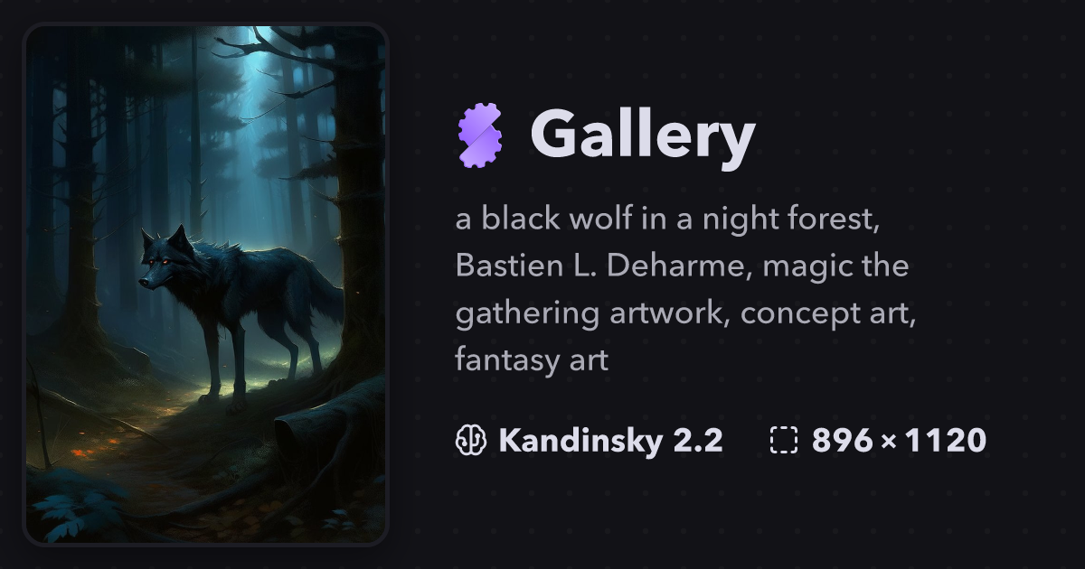 "a black wolf in a night forest, Basti..." | Gallery | Stablecog