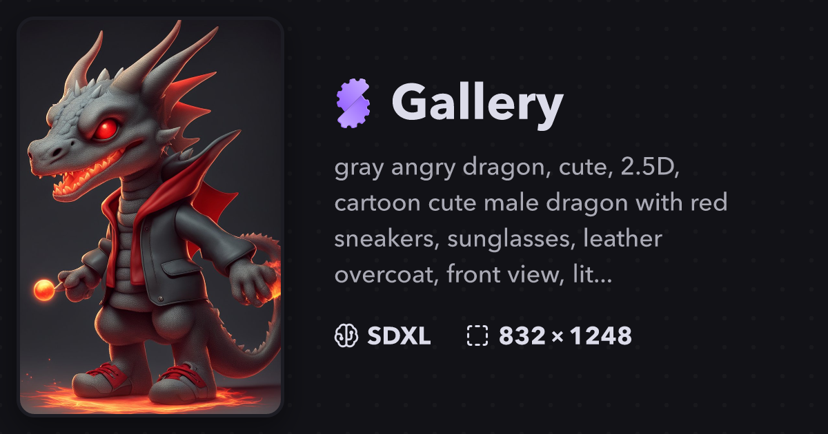 "gray angry dragon, cute, 2.5D, cartoo..." | Gallery | Stablecog