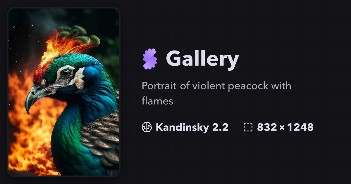 "Portrait of violent peacock with flames" | Gallery | Stablecog
