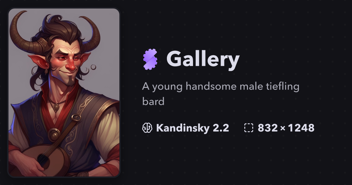 "A young handsome male tiefling bard" | Gallery | Stablecog