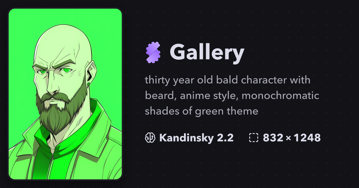 "thirty year old bald character with b..." | Gallery | Stablecog