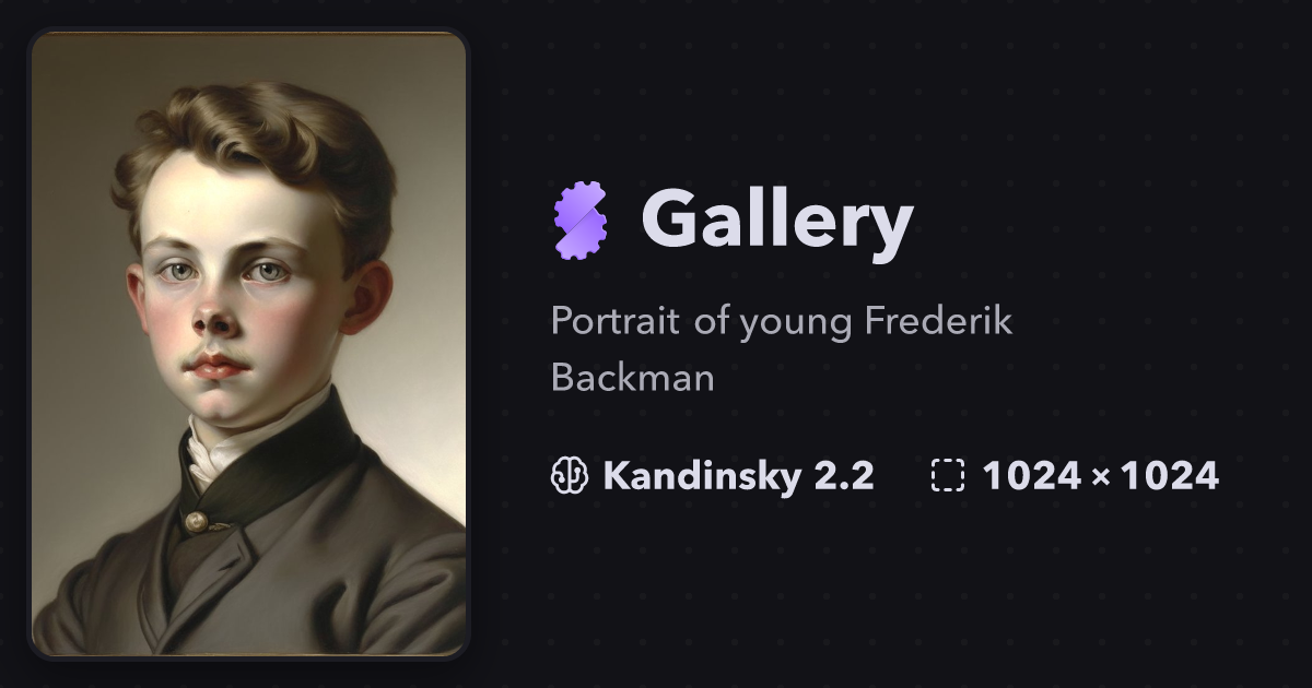 "Portrait of young Frederik Backman" | Gallery | Stablecog