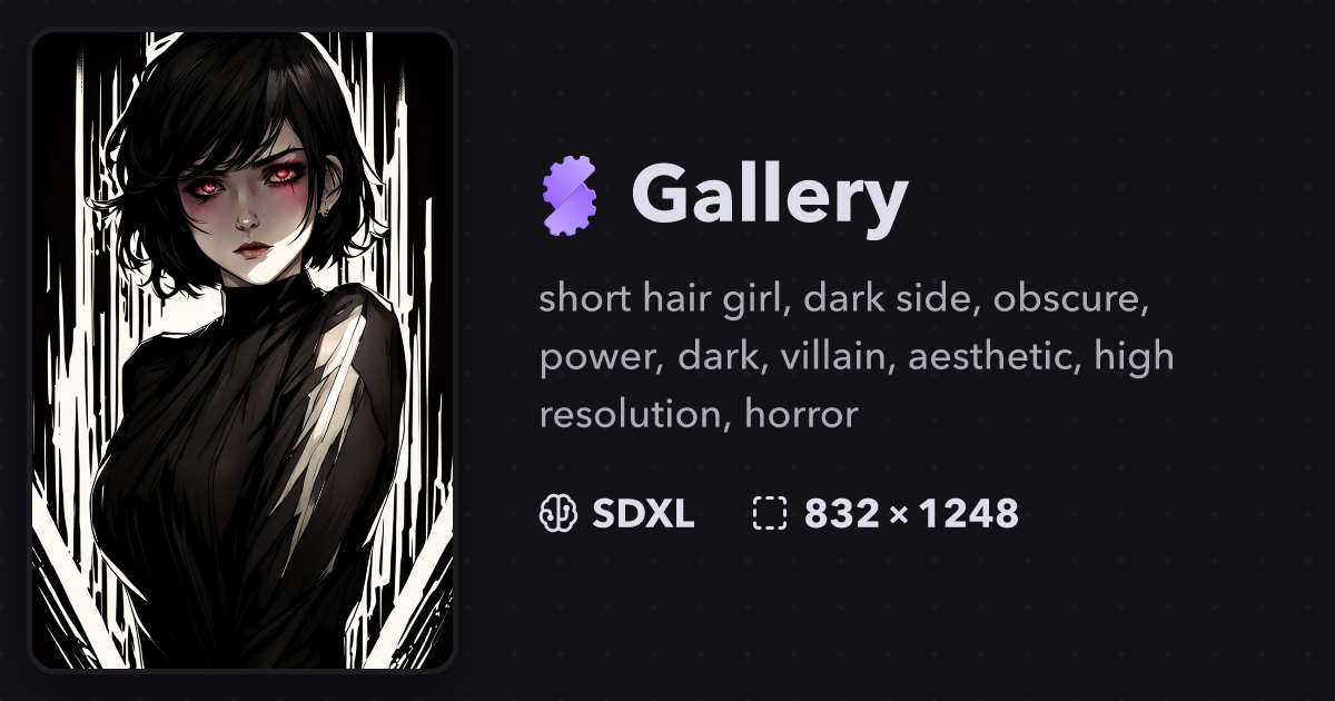 "short hair girl, dark side, obscure, ..." | Gallery | Stablecog