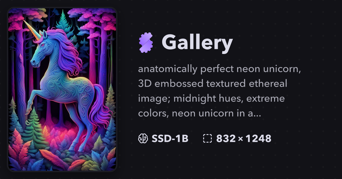 "anatomically perfect neon unicorn, 3D..." | Gallery | Stablecog