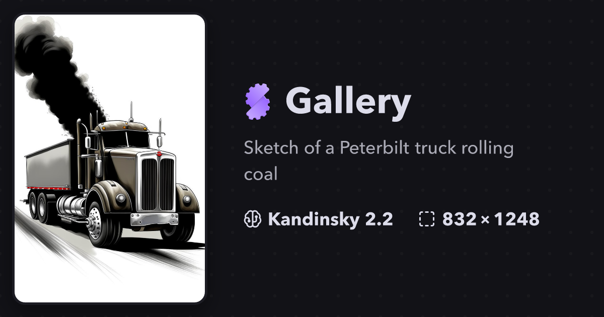 "Sketch of a Peterbilt truck rolling coal" | Gallery | Stablecog