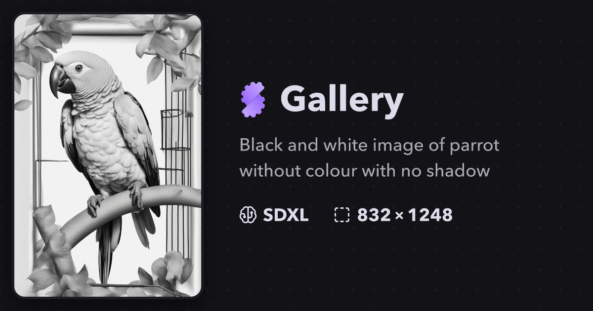 "Black and white image of parrot witho..." | Gallery | Stablecog