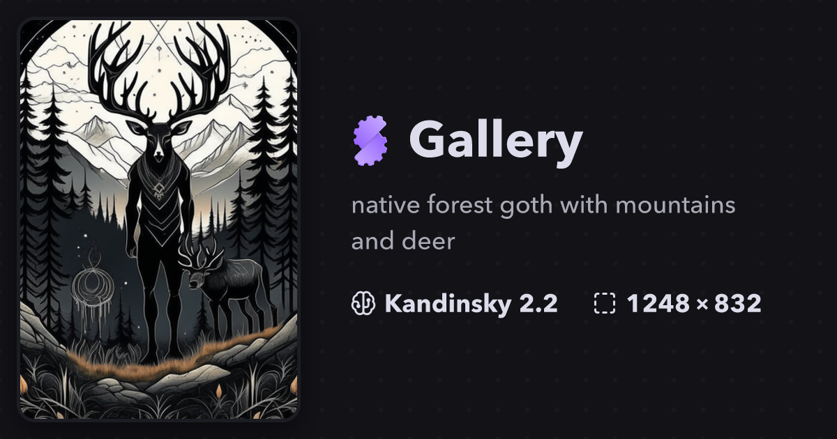 Native forest goth with mountains and deer | Gallery