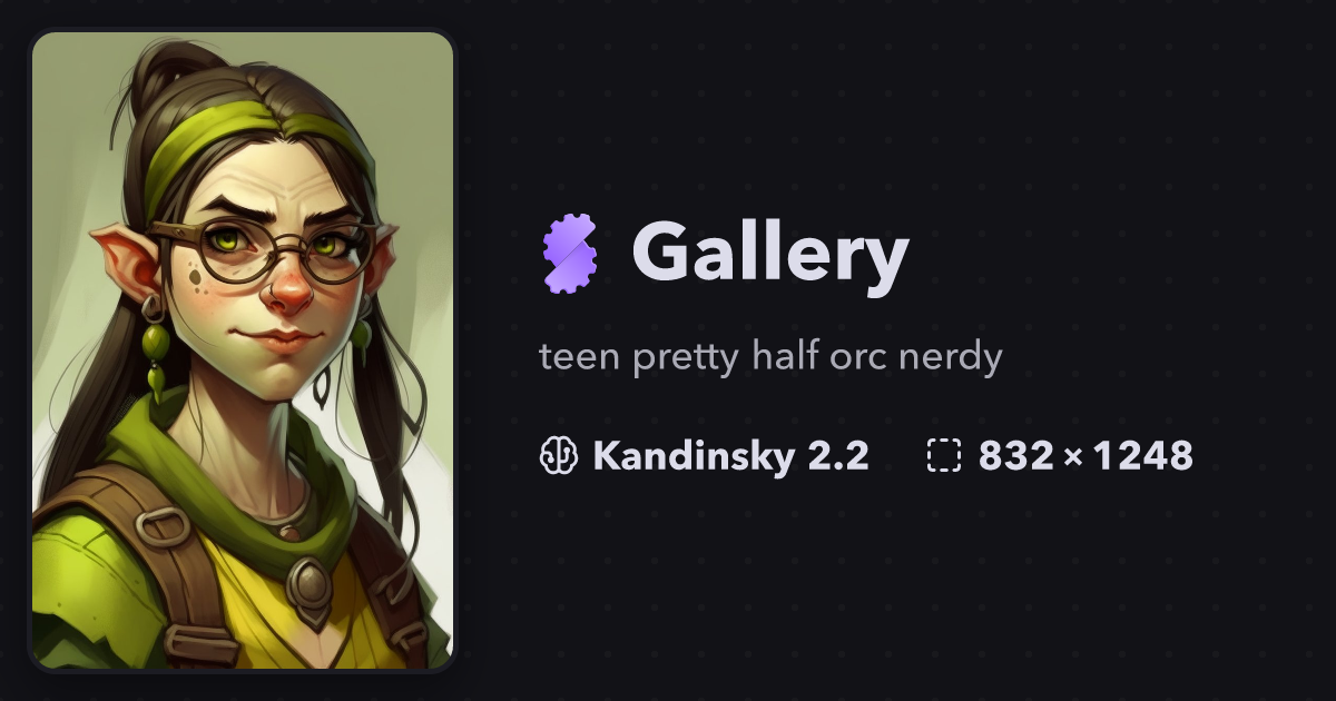 "teen pretty half orc nerdy" | Gallery | Stablecog