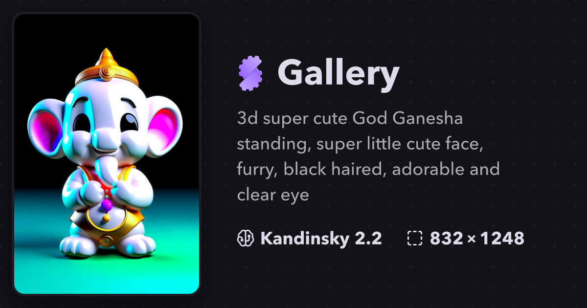 "3d super cute God Ganesha standing, supe..." | Gallery | Stablecog