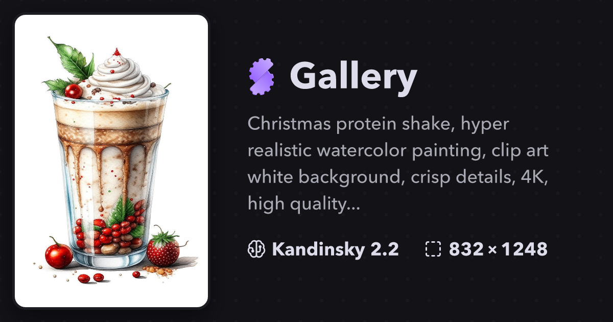 "Christmas protein shake, hyper realis..." | Gallery | Stablecog