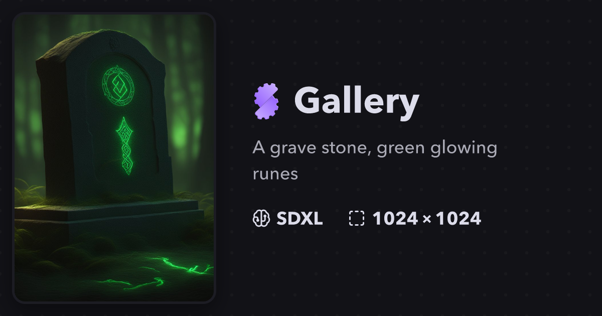 "A grave stone, green glowing runes" | Gallery | Stablecog