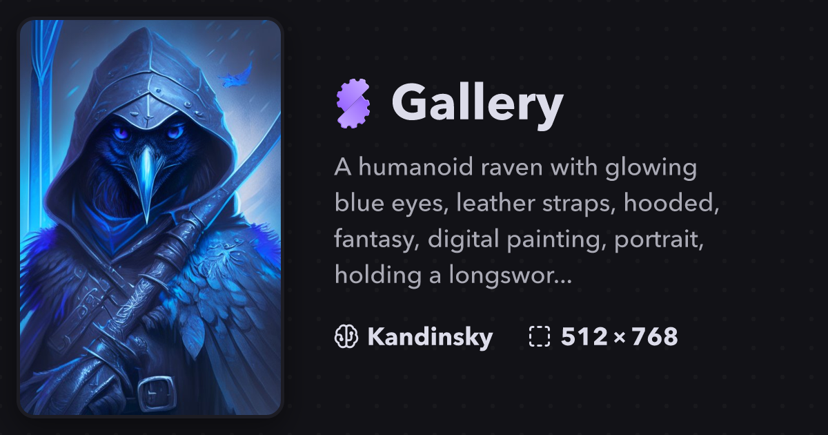 "A humanoid raven with glowing blue ey..." | Gallery | Stablecog