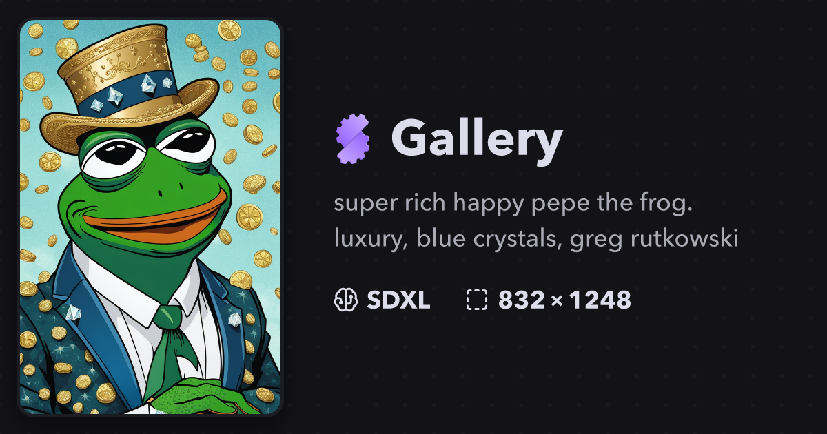 "super rich happy pepe the frog. luxur..." | Gallery | Stablecog
