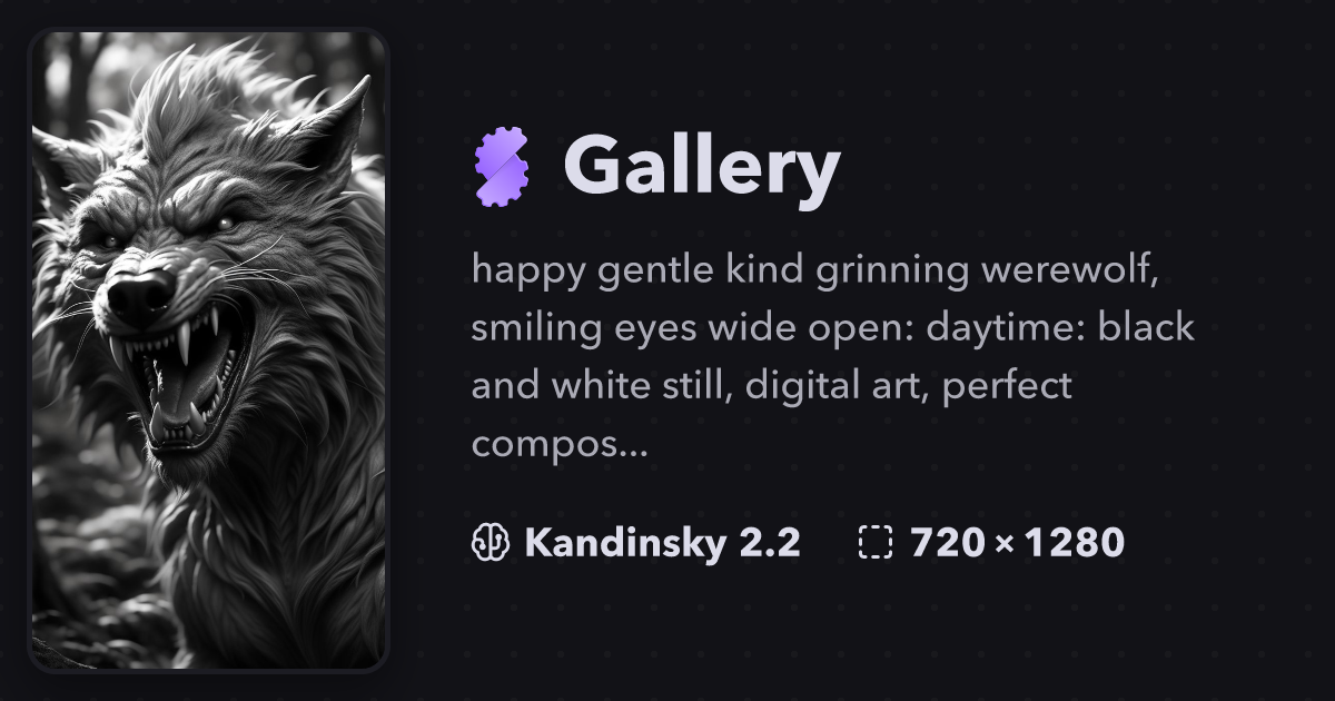 "happy gentle kind grinning werewolf, ..." | Gallery | Stablecog
