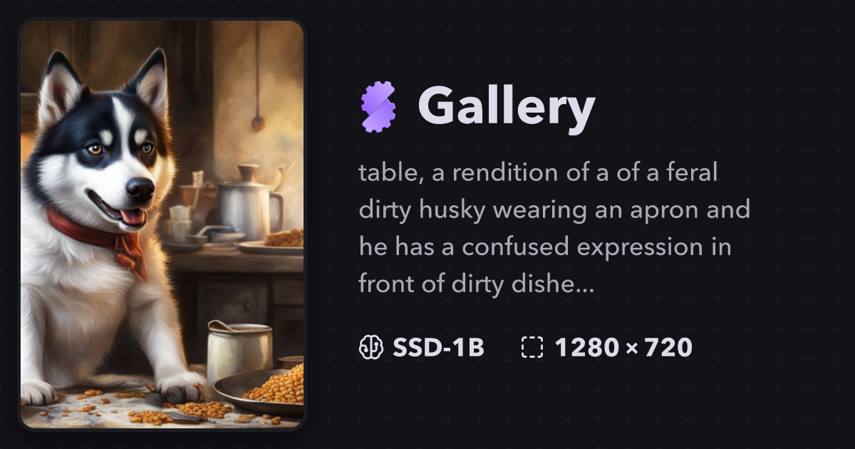 Table, a rendition of a of a feral dirty husky wea... | Gallery