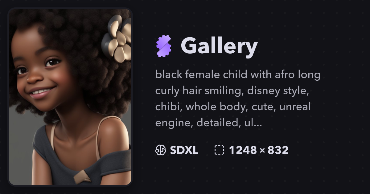 "black female child with afro long cur..." | Gallery | Stablecog