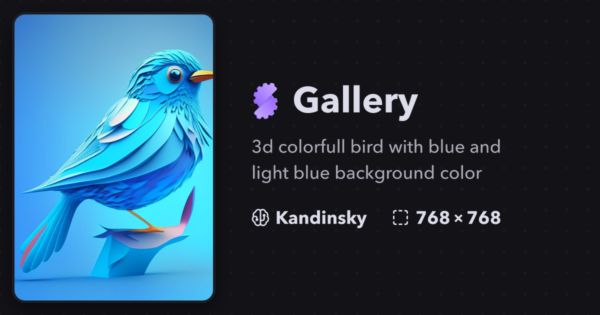 "3d colorfull bird with blue and light bl..." | Gallery | Stablecog