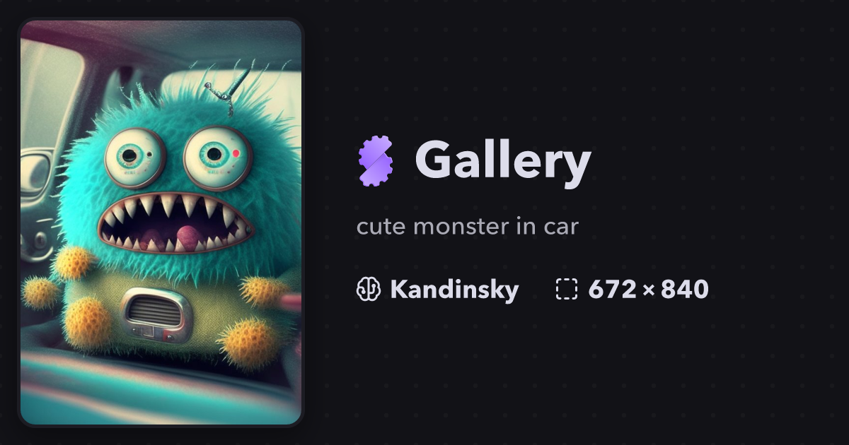 "cute monster in car" | Gallery | Stablecog